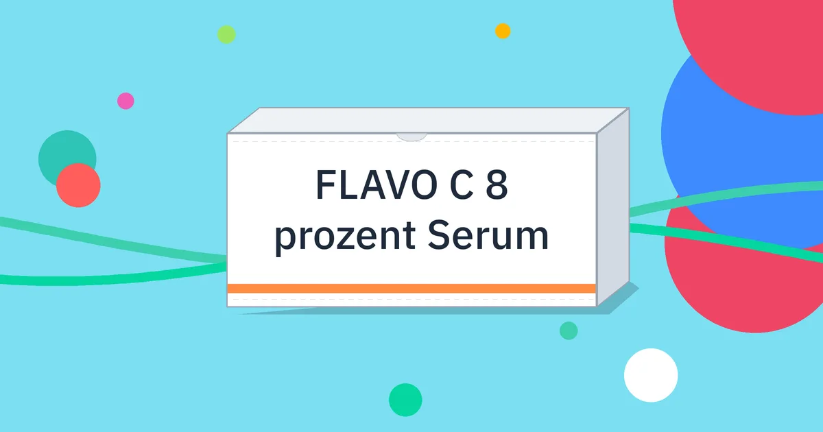 Symbolbild: Packung mit der Aufschrift FLAVO C 8 prozent Serum (PZN 02069450) – Verfügbarkeit und Bezug in Apotheken in Frankfurt am Main
