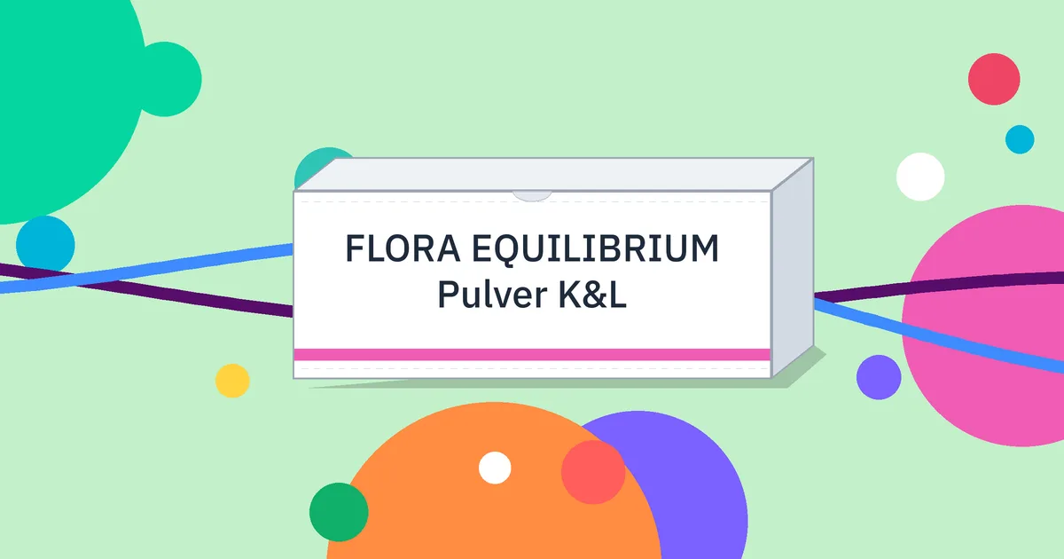 Symbolbild: Packung mit der Aufschrift FLORA EQUILIBRIUM Pulver K&L (PZN 16900421) – Verfügbarkeit und Bezug in Apotheken in Frankfurt am Main
