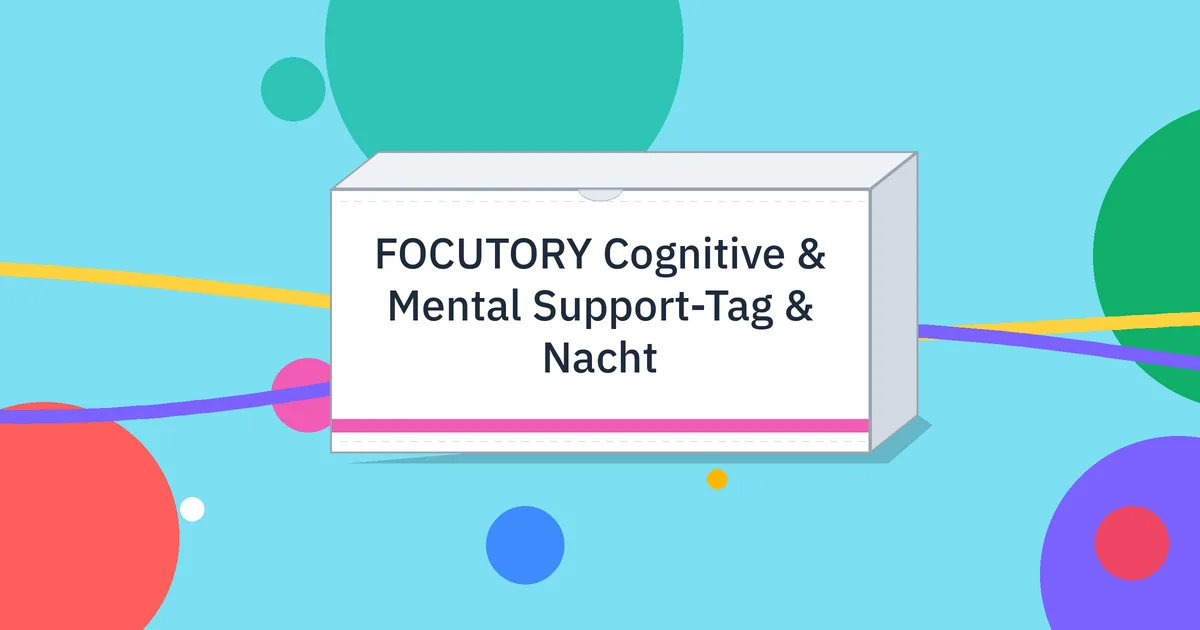 Symbolbild: Packung mit der Aufschrift FOCUTORY Cognitive & Mental Support-Tag & Nacht (PZN 20413632) – Verfügbarkeit und Bezug in Apotheken in Frankfurt am Main