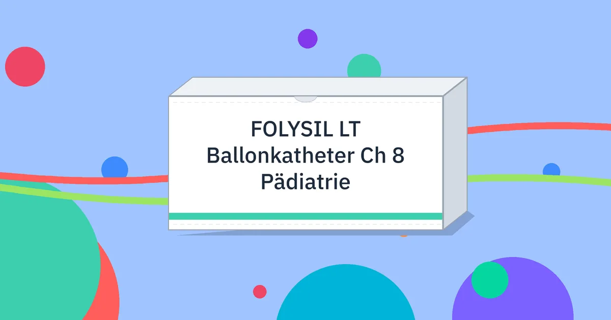 Symbolbild: Packung mit der Aufschrift FOLYSIL LT Ballonkatheter Ch 8 Pädiatrie (PZN 16513865) – Verfügbarkeit und Bezug in Apotheken in Frankfurt am Main