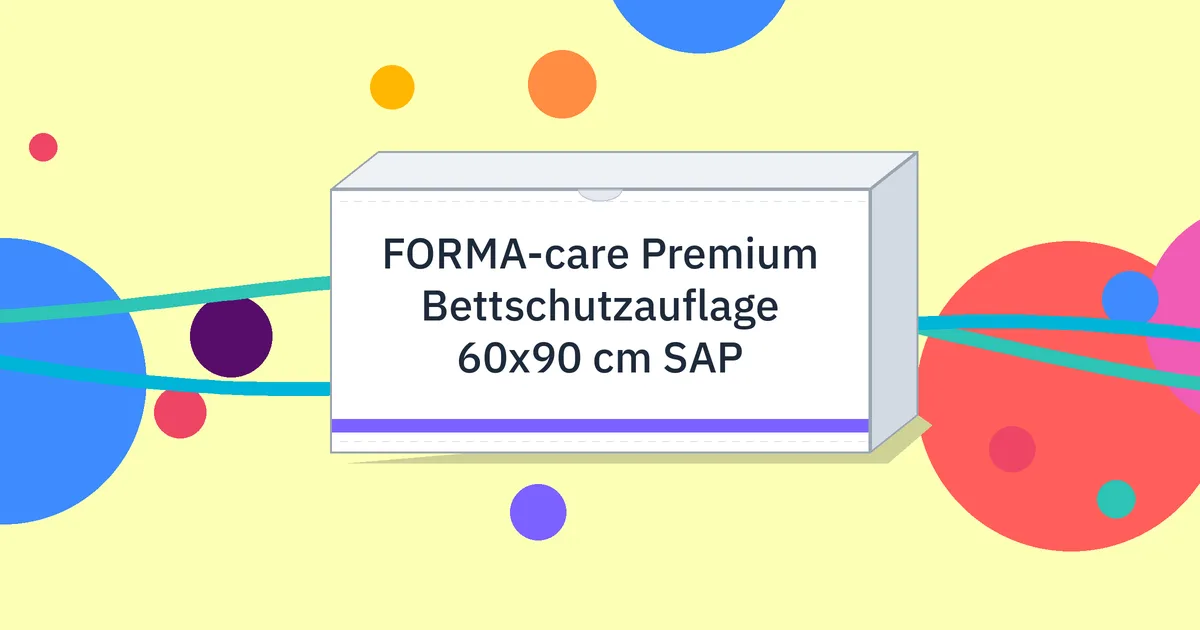 Symbolbild: Packung mit der Aufschrift FORMA-care Premium Bettschutzauflage 60x90 cm SAP (PZN 18649385) – Verfügbarkeit und Bezug in Apotheken in Frankfurt am Main