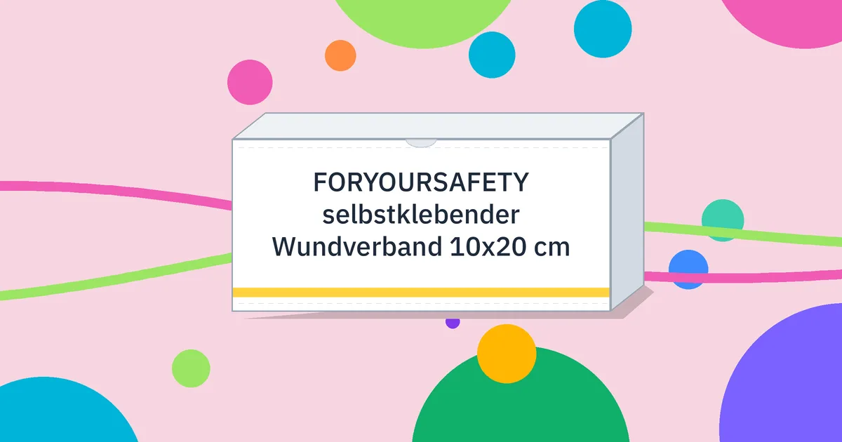 Symbolbild: Packung mit der Aufschrift FORYOURSAFETY selbstklebender Wundverband 10x20 cm (PZN 19211722) – Verfügbarkeit und Bezug in Apotheken in Frankfurt am Main