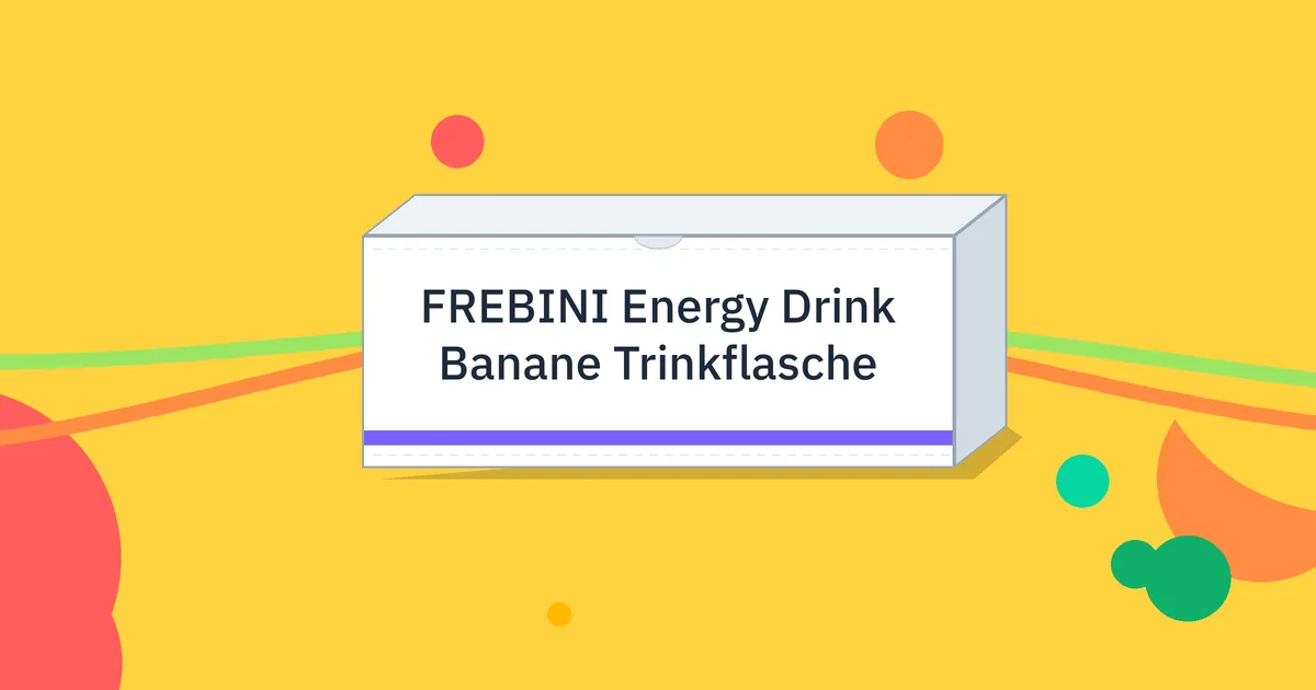 Symbolbild: Packung mit der Aufschrift FREBINI Energy Drink Banane Trinkflasche (PZN 00063791) – Verfügbarkeit und Bezug in Apotheken in Frankfurt am Main