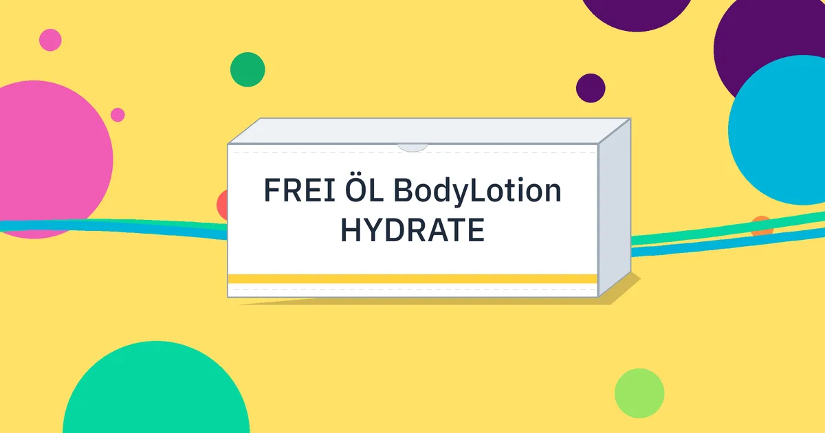 Symbolbild: Packung mit der Aufschrift FREI ÖL BodyLotion HYDRATE (PZN 17252266) – Verfügbarkeit und Bezug in Apotheken in Frankfurt am Main