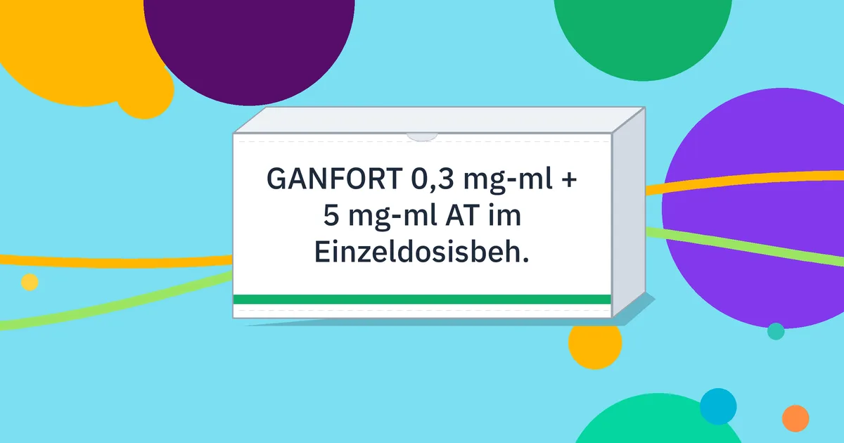 Symbolbild: Packung mit der Aufschrift GANFORT 0,3 mg-ml + 5 mg-ml AT im Einzeldosisbeh. (PZN 10738416) – Verfügbarkeit und Bezug in Apotheken in Frankfurt am Main