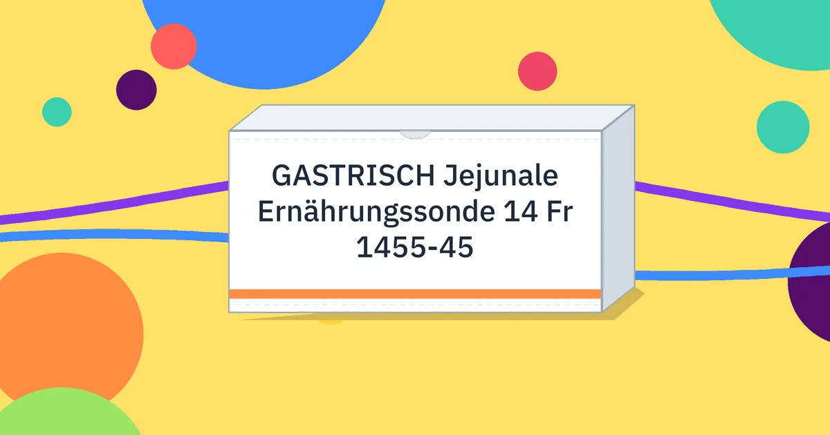 Symbolbild: Packung mit der Aufschrift GASTRISCH Jejunale Ernährungssonde 14 Fr 1455-45 (PZN 14345004) – Verfügbarkeit und Bezug in Apotheken in Frankfurt am Main