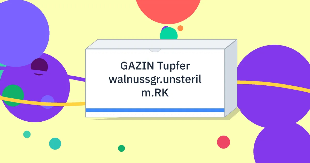 Symbolbild: Packung mit der Aufschrift GAZIN Tupfer walnussgr.unsteril m.RK (PZN 01369084) – Verfügbarkeit und Bezug in Apotheken in Frankfurt am Main
