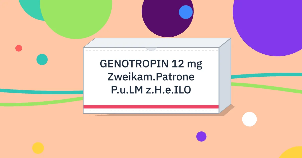 Symbolbild: Packung mit der Aufschrift GENOTROPIN 12 mg Zweikam.Patrone P.u.LM z.H.e.ILO (PZN 04589886) – Verfügbarkeit und Bezug in Apotheken in Frankfurt am Main