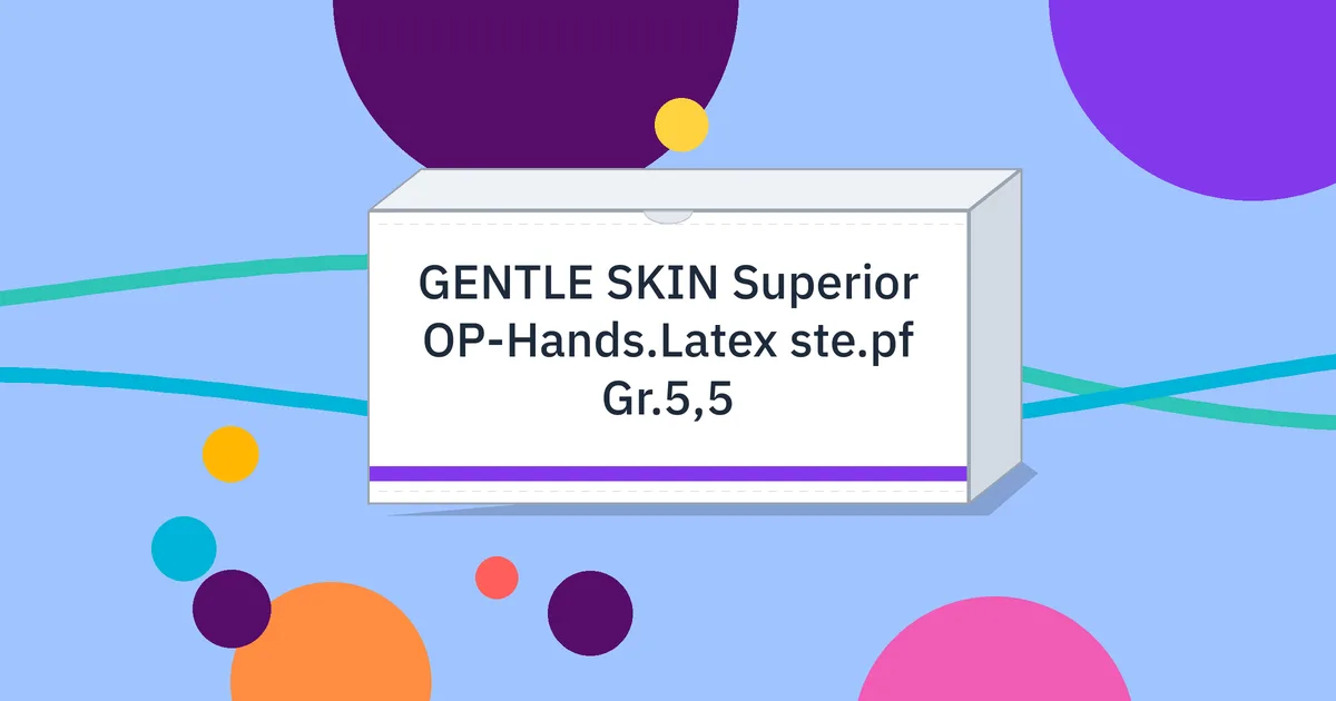 Symbolbild: Packung mit der Aufschrift GENTLE SKIN Superior OP-Hands.Latex ste.pf Gr.5,5 (PZN 18041867) – Verfügbarkeit und Bezug in Apotheken in Frankfurt am Main