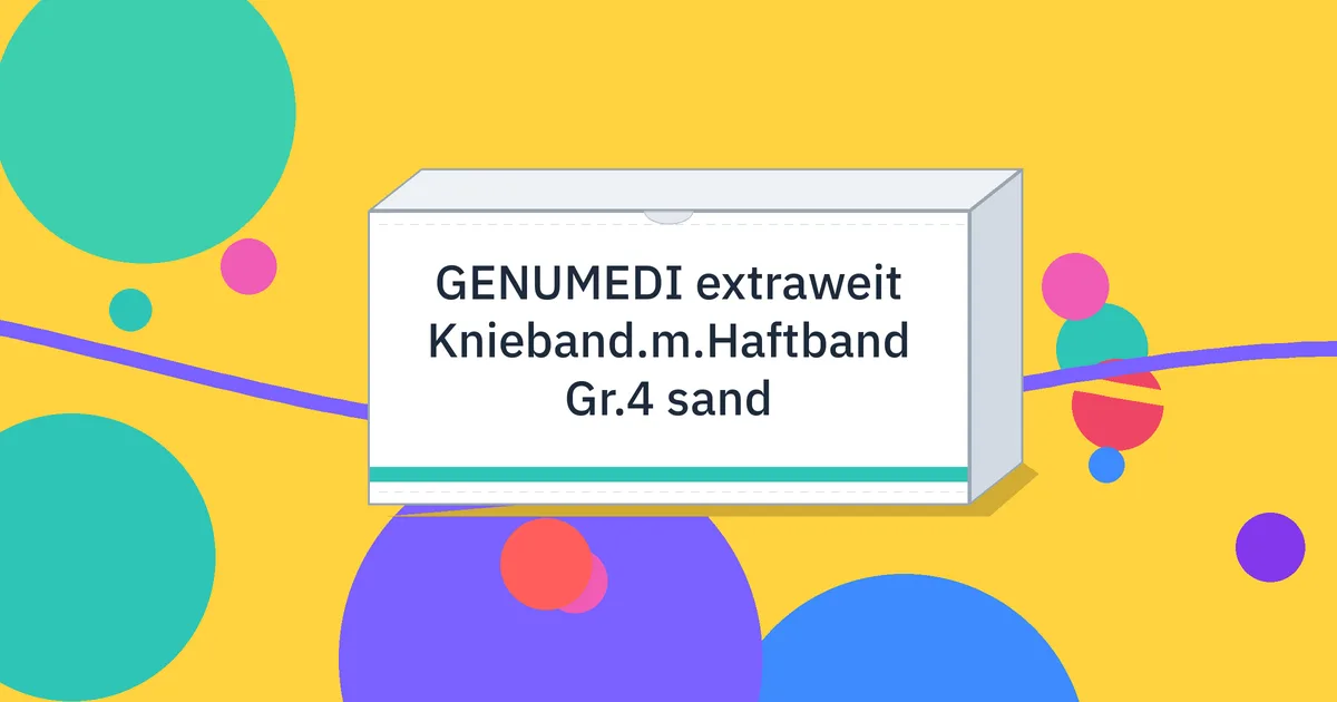 Symbolbild: Packung mit der Aufschrift GENUMEDI extraweit Knieband.m.Haftband Gr.4 sand (PZN 15315703) – Verfügbarkeit und Bezug in Apotheken in Frankfurt am Main