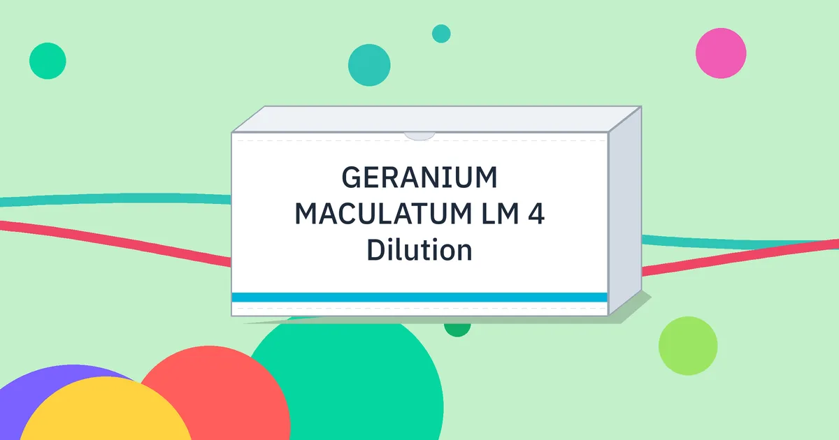 Symbolbild: Packung mit der Aufschrift GERANIUM MACULATUM LM 4 Dilution (PZN 12876565) – Verfügbarkeit und Bezug in Apotheken in Frankfurt am Main