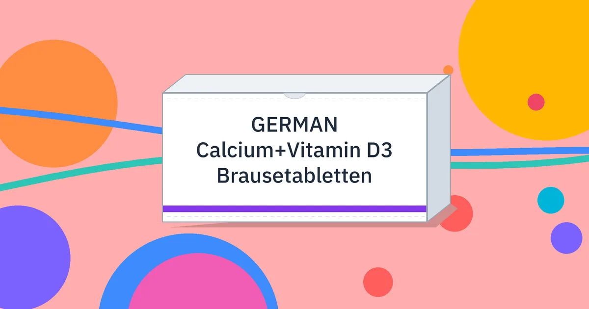 Symbolbild: Packung mit der Aufschrift GERMAN Calcium+Vitamin D3 Brausetabletten (PZN 11485851) – Verfügbarkeit und Bezug in Apotheken in Frankfurt am Main