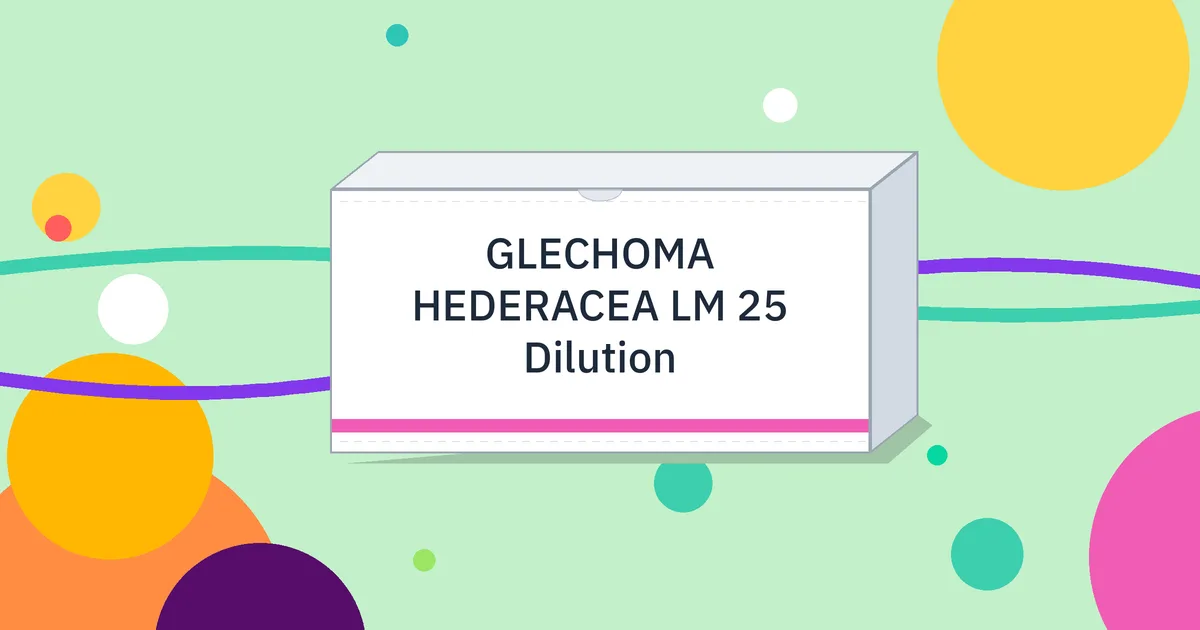 Symbolbild: Packung mit der Aufschrift GLECHOMA HEDERACEA LM 25 Dilution (PZN 13543446) – Verfügbarkeit und Bezug in Apotheken in Frankfurt am Main