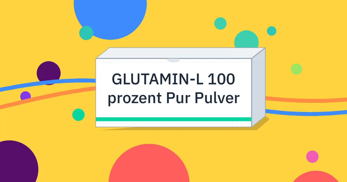 Symbolbild: Packung mit der Aufschrift GLUTAMIN-L 100 prozent Pur Pulver (PZN 01498338) – Verfügbarkeit und Bezug in Apotheken in Frankfurt am Main