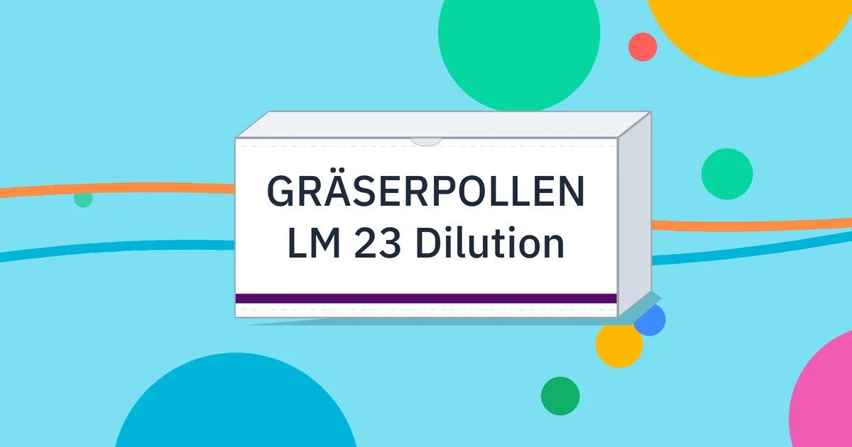 Symbolbild: Packung mit der Aufschrift GRÄSERPOLLEN LM 23 Dilution (PZN 12882287) – Verfügbarkeit und Bezug in Apotheken in Frankfurt am Main