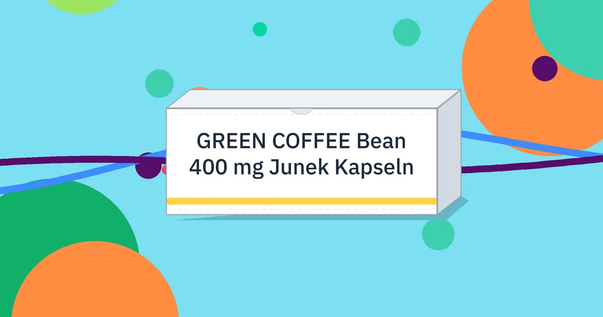 Symbolbild: Packung mit der Aufschrift GREEN COFFEE Bean 400 mg Junek Kapseln (PZN 11176587) – Verfügbarkeit und Bezug in Apotheken in Frankfurt am Main