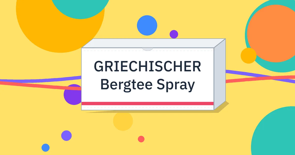 Symbolbild: Packung mit der Aufschrift GRIECHISCHER Bergtee Spray (PZN 18259359) – Verfügbarkeit und Bezug in Apotheken in Frankfurt am Main
