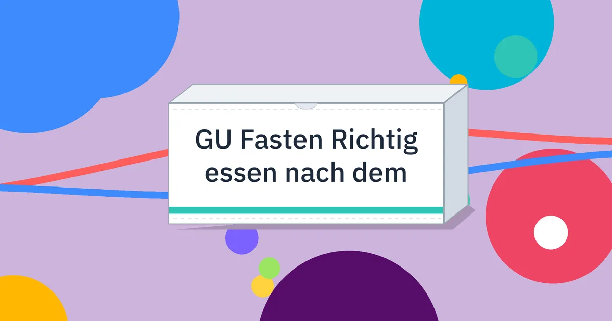 Symbolbild: Packung mit der Aufschrift GU Fasten Richtig essen nach dem (PZN 16336311) – Verfügbarkeit und Bezug in Apotheken in Frankfurt am Main