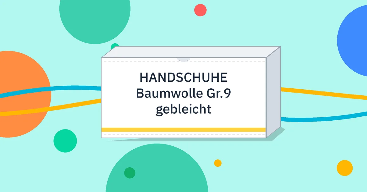 Symbolbild: Packung mit der Aufschrift HANDSCHUHE Baumwolle Gr.9 gebleicht (PZN 01468946) – Verfügbarkeit und Bezug in Apotheken in Frankfurt am Main