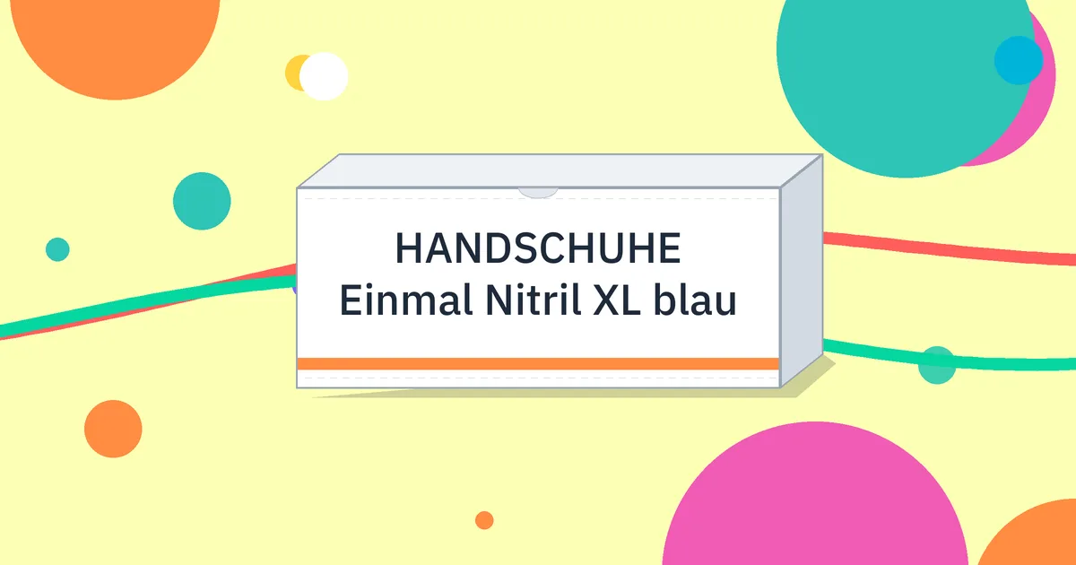 Symbolbild: Packung mit der Aufschrift HANDSCHUHE Einmal Nitril XL blau (PZN 02500132) – Verfügbarkeit und Bezug in Apotheken in Frankfurt am Main