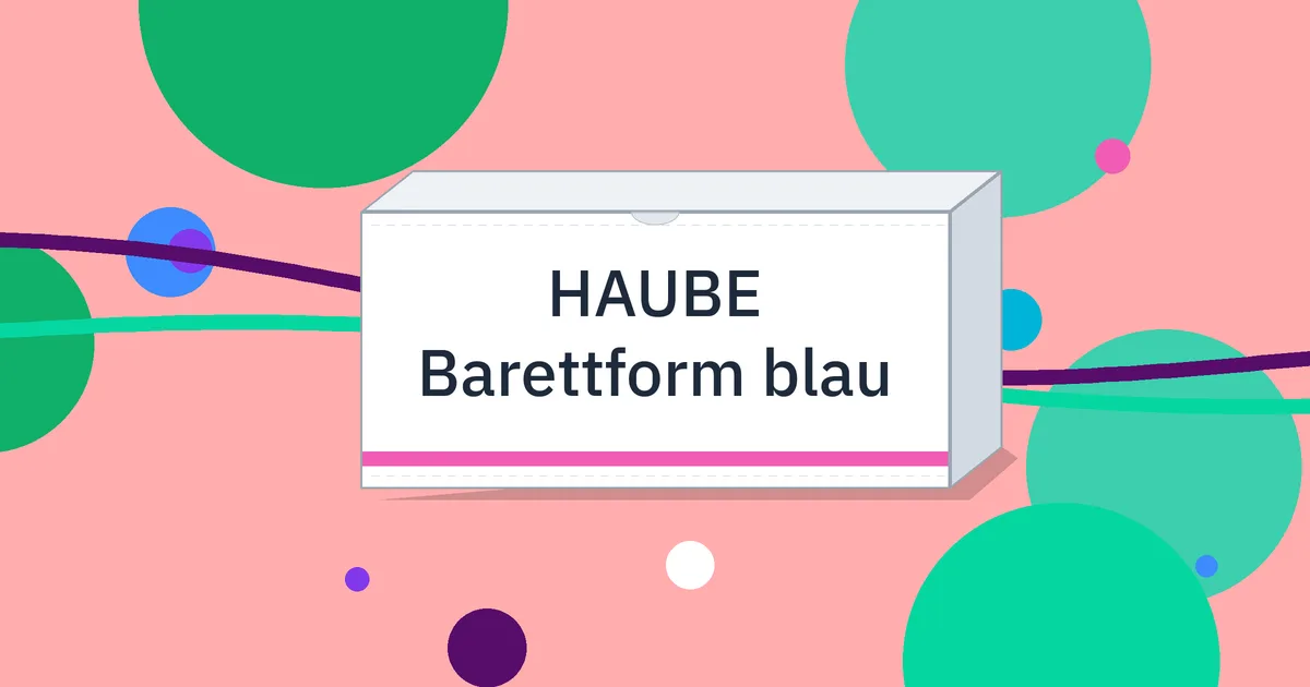 Symbolbild: Packung mit der Aufschrift HAUBE Barettform blau (PZN 10114503) – Verfügbarkeit und Bezug in Apotheken in Frankfurt am Main