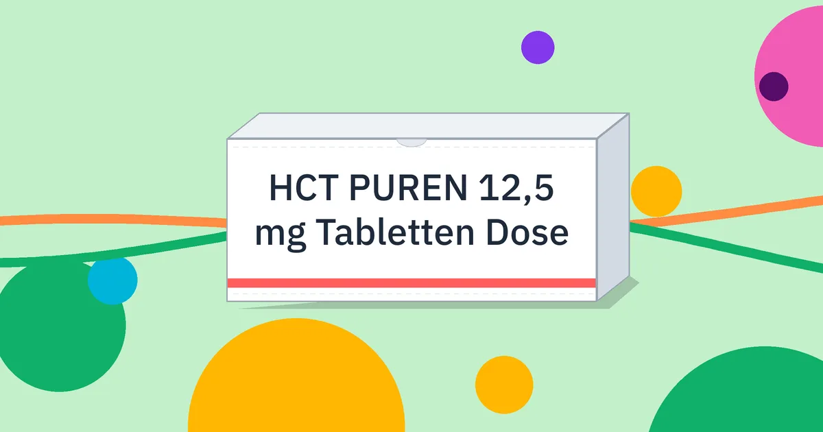 Symbolbild: Packung mit der Aufschrift HCT PUREN 12,5 mg Tabletten Dose (PZN 16583860) – Verfügbarkeit und Bezug in Apotheken in Frankfurt am Main