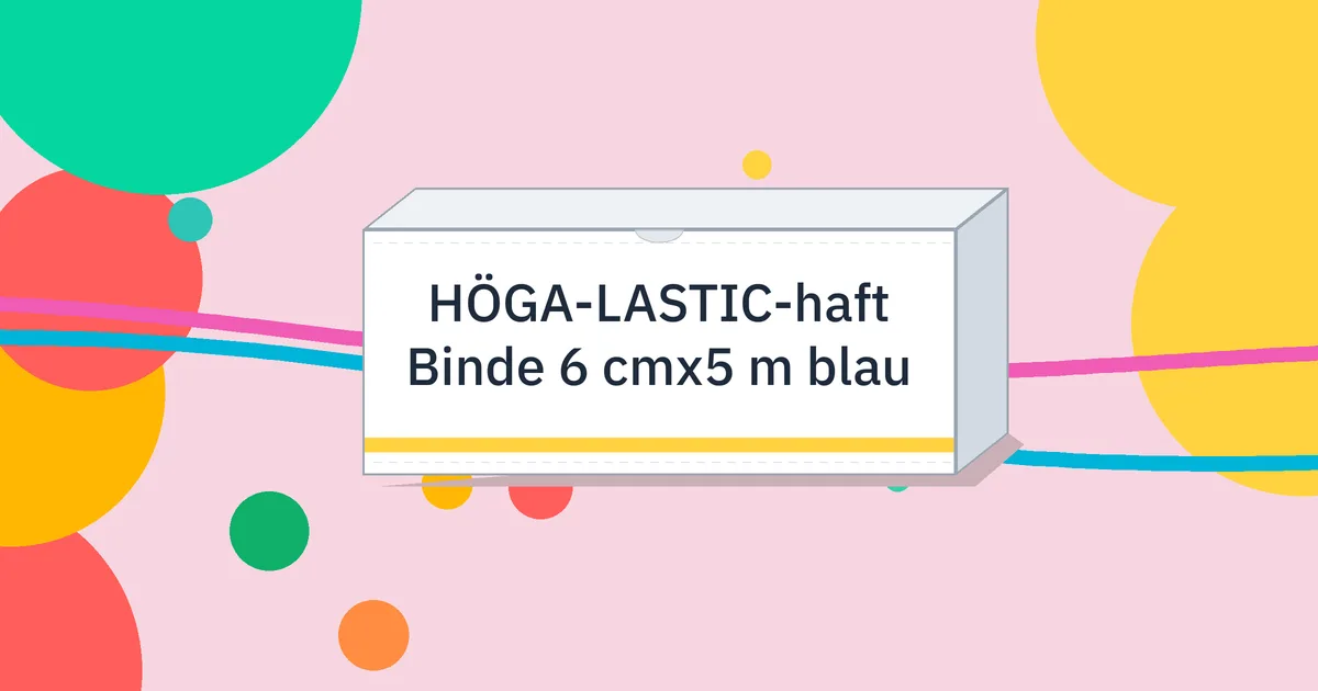 Symbolbild: Packung mit der Aufschrift HÖGA-LASTIC-haft Binde 6 cmx5 m blau (PZN 00827018) – Verfügbarkeit und Bezug in Apotheken in Frankfurt am Main
