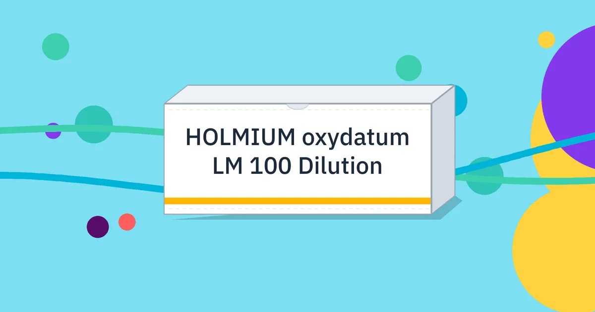 Symbolbild: Packung mit der Aufschrift HOLMIUM oxydatum LM 100 Dilution (PZN 13555188) – Verfügbarkeit und Bezug in Apotheken in Frankfurt am Main
