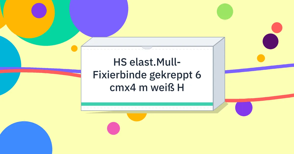 Symbolbild: Packung mit der Aufschrift HS elast.Mull-Fixierbinde gekreppt 6 cmx4 m weiß H (PZN 09741726) – Verfügbarkeit und Bezug in Apotheken in Frankfurt am Main