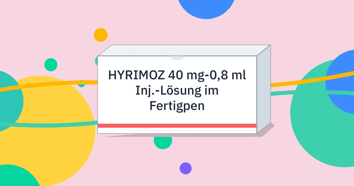 Symbolbild: Packung mit der Aufschrift HYRIMOZ 40 mg-0,8 ml Inj.-Lösung im Fertigpen (PZN 15530100) – Verfügbarkeit und Bezug in Apotheken in Frankfurt am Main