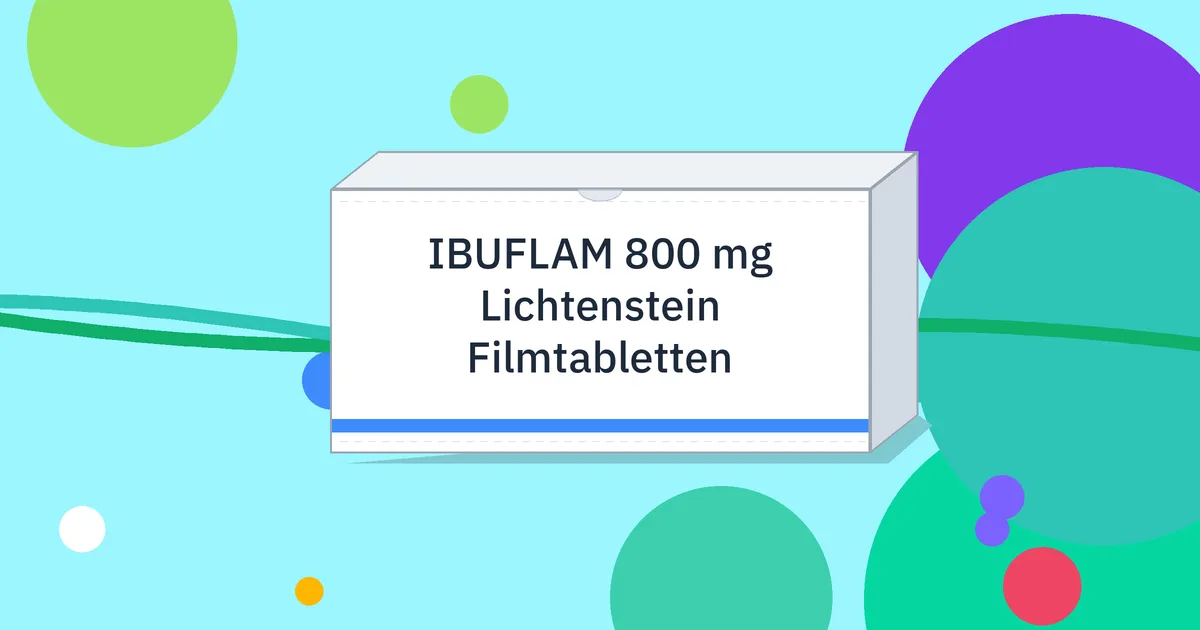 Symbolbild: Packung mit der Aufschrift IBUFLAM 800 mg Lichtenstein Filmtabletten (PZN 06313438) – Verfügbarkeit und Bezug in Apotheken in Frankfurt am Main