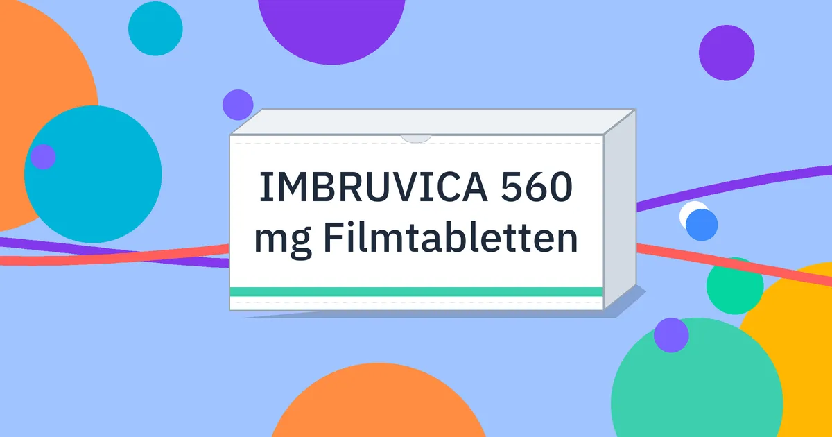 Symbolbild: Packung mit der Aufschrift IMBRUVICA 560 mg Filmtabletten (PZN 19103866) – Verfügbarkeit und Bezug in Apotheken in Frankfurt am Main