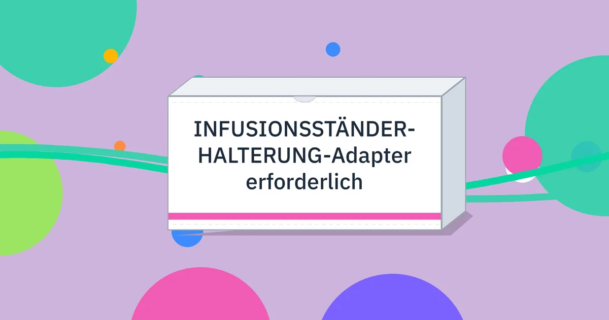 Symbolbild: Packung mit der Aufschrift INFUSIONSSTÄNDER-HALTERUNG-Adapter erforderlich (PZN 09217847) – Verfügbarkeit und Bezug in Apotheken in Frankfurt am Main