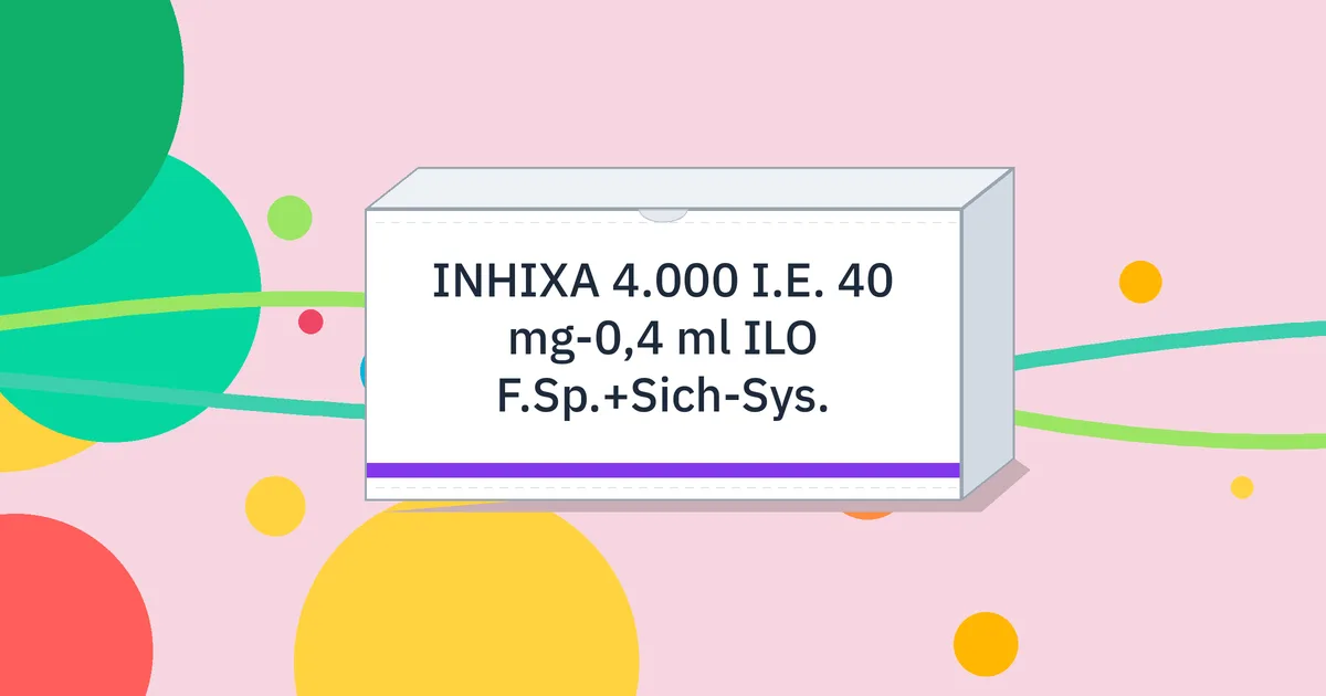 Symbolbild: Packung mit der Aufschrift INHIXA 4.000 I.E. 40 mg-0,4 ml ILO F.Sp.+Sich-Sys. (PZN 15783048) – Verfügbarkeit und Bezug in Apotheken in Frankfurt am Main
