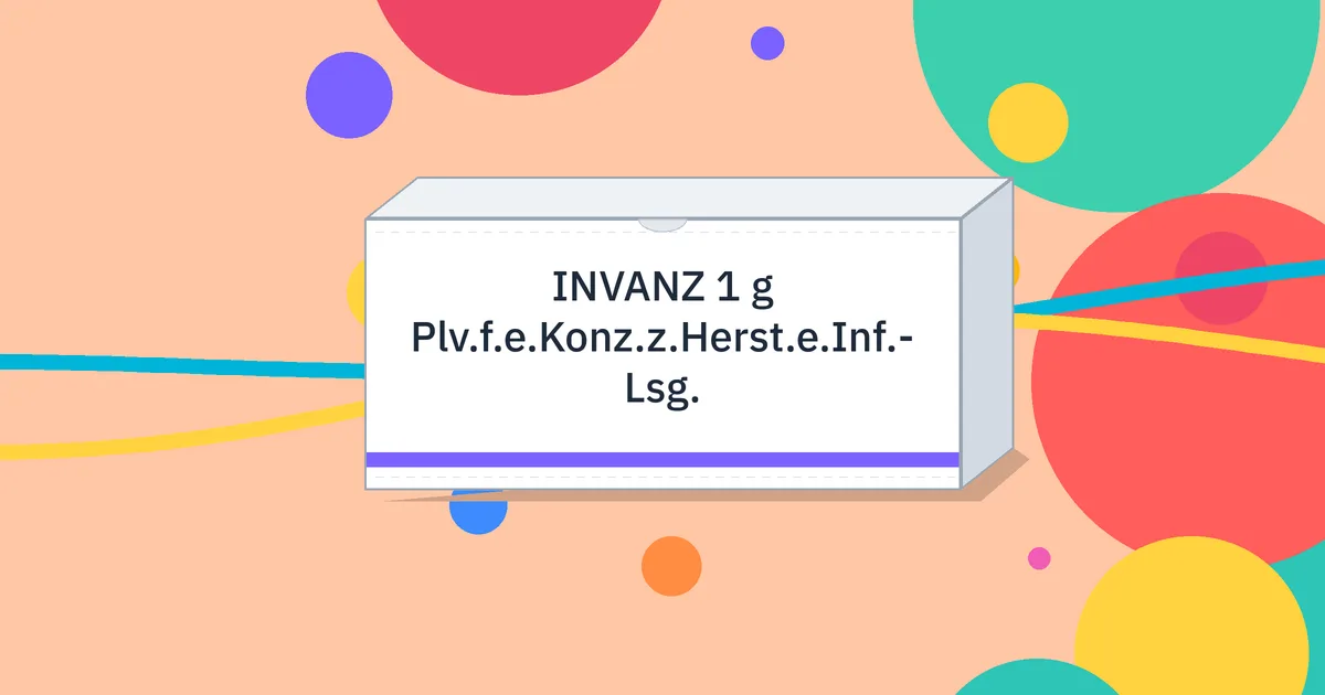 Symbolbild: Packung mit der Aufschrift INVANZ 1 g Plv.f.e.Konz.z.Herst.e.Inf.-Lsg. (PZN 16769518) – Verfügbarkeit und Bezug in Apotheken in Frankfurt am Main