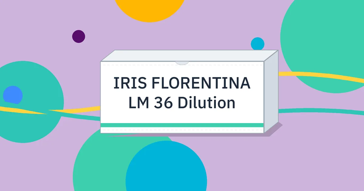 Symbolbild: Packung mit der Aufschrift IRIS FLORENTINA LM 36 Dilution (PZN 13561148) – Verfügbarkeit und Bezug in Apotheken in Frankfurt am Main