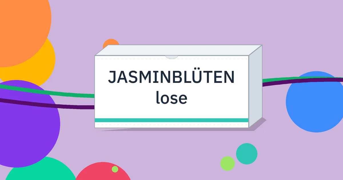 Symbolbild: Packung mit der Aufschrift JASMINBLÜTEN lose (PZN 05452296) – Verfügbarkeit und Bezug in Apotheken in Frankfurt am Main