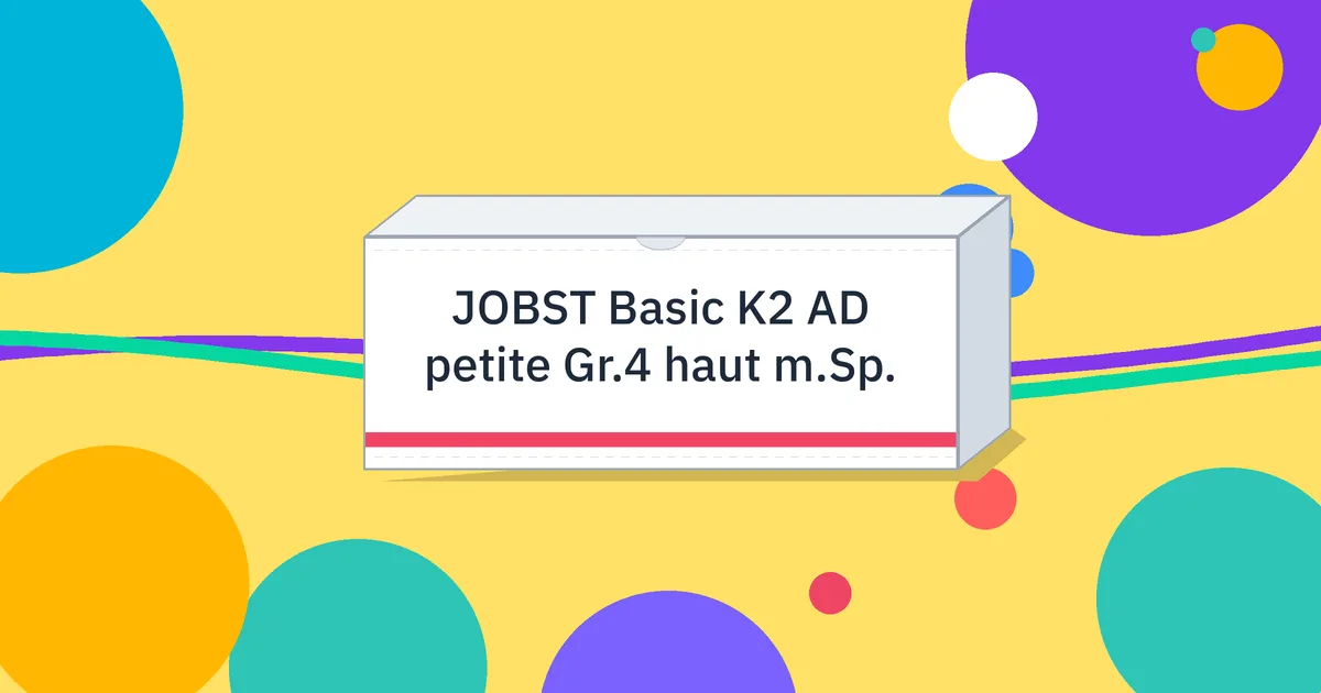 Symbolbild: Packung mit der Aufschrift JOBST Basic K2 AD petite Gr.4 haut m.Sp. (PZN 13060021) – Verfügbarkeit und Bezug in Apotheken in Frankfurt am Main