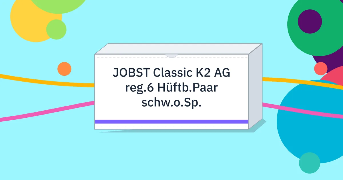 Symbolbild: Packung mit der Aufschrift JOBST Classic K2 AG reg.6 Hüftb.Paar schw.o.Sp. (PZN 13066880) – Verfügbarkeit und Bezug in Apotheken in Frankfurt am Main