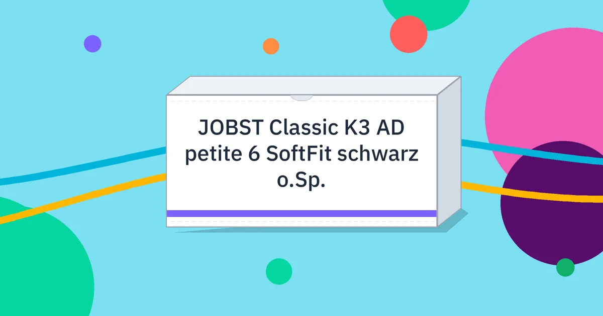 Symbolbild: Packung mit der Aufschrift JOBST Classic K3 AD petite 6 SoftFit schwarz o.Sp. (PZN 14223175) – Verfügbarkeit und Bezug in Apotheken in Frankfurt am Main