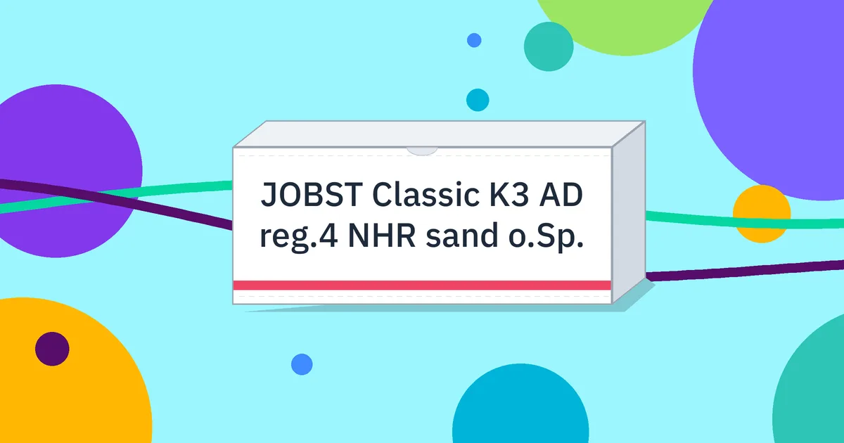 Symbolbild: Packung mit der Aufschrift JOBST Classic K3 AD reg.4 NHR sand o.Sp. (PZN 13071214) – Verfügbarkeit und Bezug in Apotheken in Frankfurt am Main