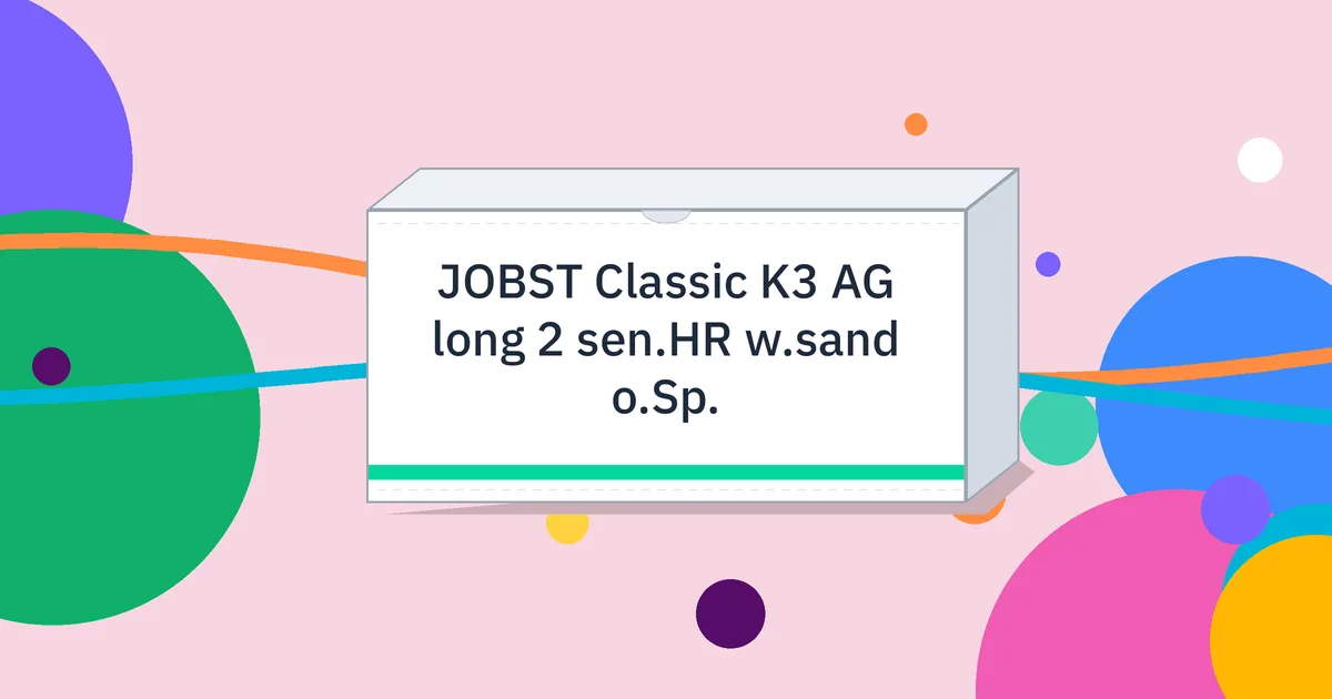 Symbolbild: Packung mit der Aufschrift JOBST Classic K3 AG long 2 sen.HR w.sand o.Sp. (PZN 17958440) – Verfügbarkeit und Bezug in Apotheken in Frankfurt am Main