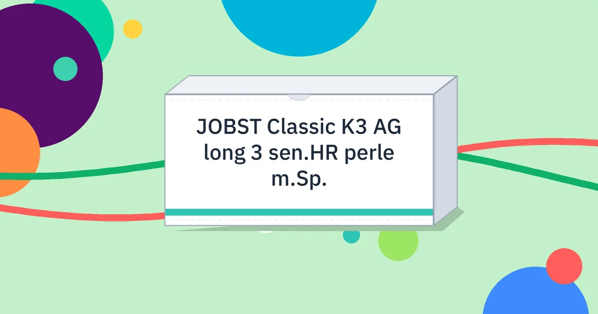 Symbolbild: Packung mit der Aufschrift JOBST Classic K3 AG long 3 sen.HR perle m.Sp. (PZN 17958109) – Verfügbarkeit und Bezug in Apotheken in Frankfurt am Main