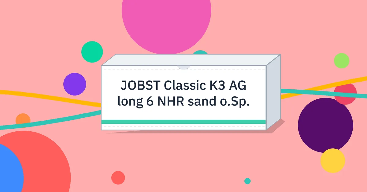 Symbolbild: Packung mit der Aufschrift JOBST Classic K3 AG long 6 NHR sand o.Sp. (PZN 13072159) – Verfügbarkeit und Bezug in Apotheken in Frankfurt am Main