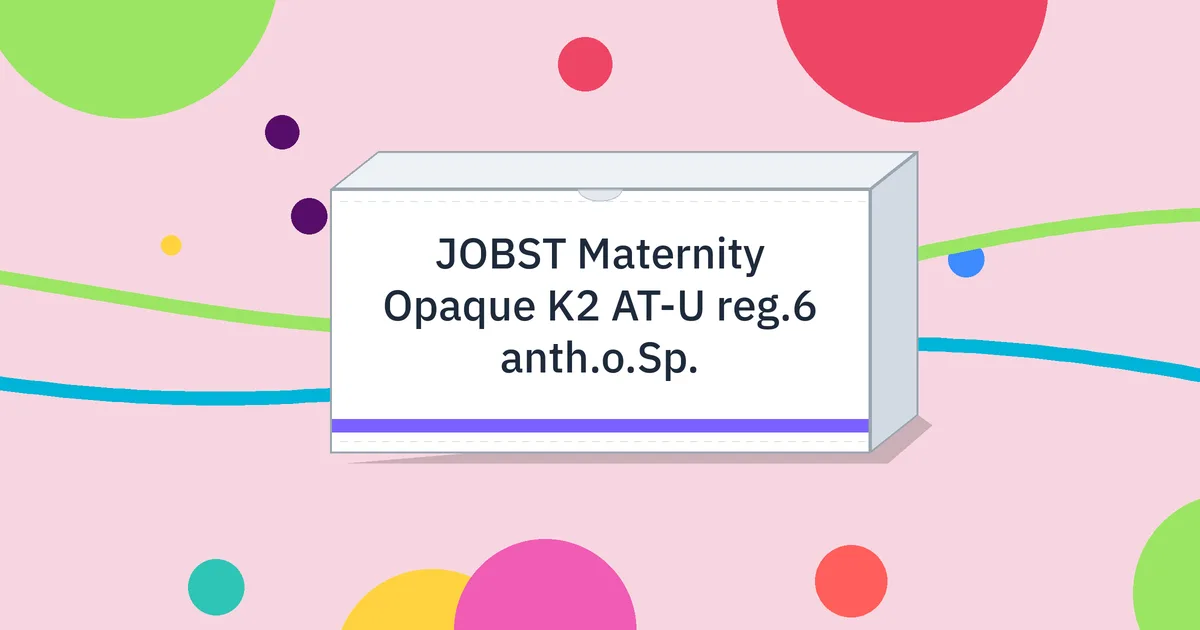 Symbolbild: Packung mit der Aufschrift JOBST Maternity Opaque K2 AT-U reg.6 anth.o.Sp. (PZN 15856391) – Verfügbarkeit und Bezug in Apotheken in Frankfurt am Main