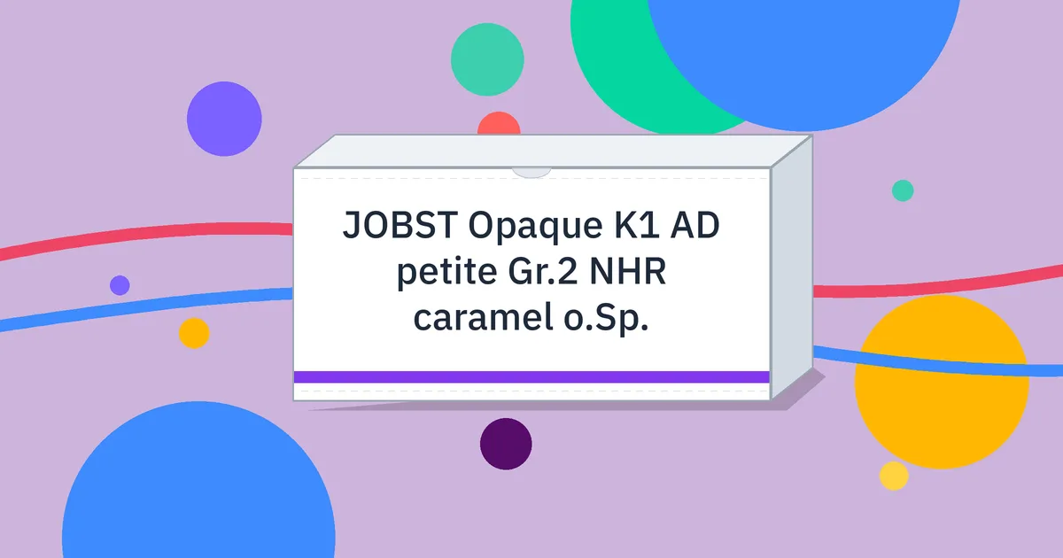 Symbolbild: Packung mit der Aufschrift JOBST Opaque K1 AD petite Gr.2 NHR caramel o.Sp. (PZN 13160219) – Verfügbarkeit und Bezug in Apotheken in Frankfurt am Main