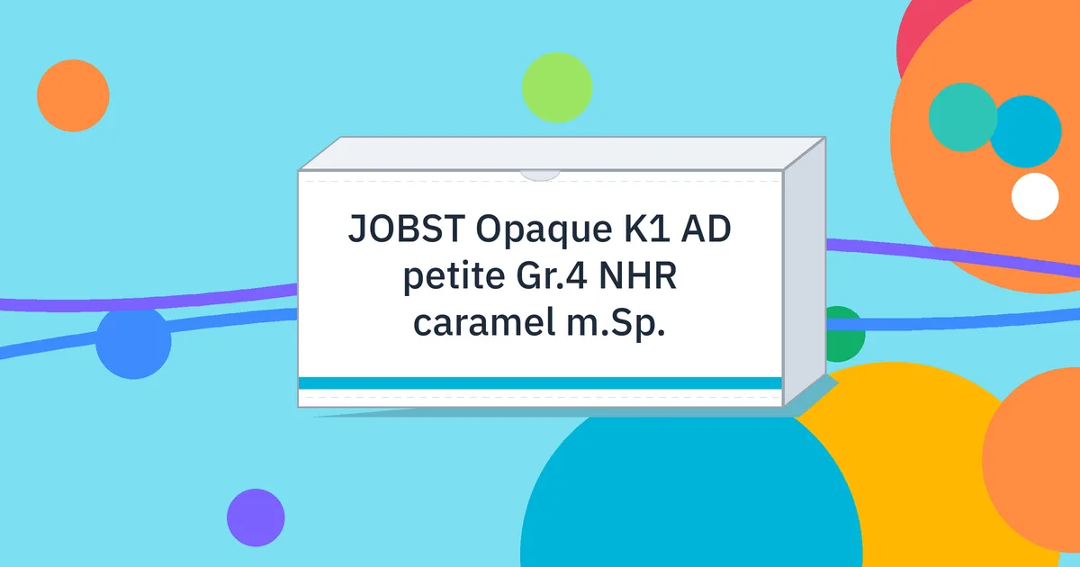 Symbolbild: Packung mit der Aufschrift JOBST Opaque K1 AD petite Gr.4 NHR caramel m.Sp. (PZN 13160171) – Verfügbarkeit und Bezug in Apotheken in Frankfurt am Main