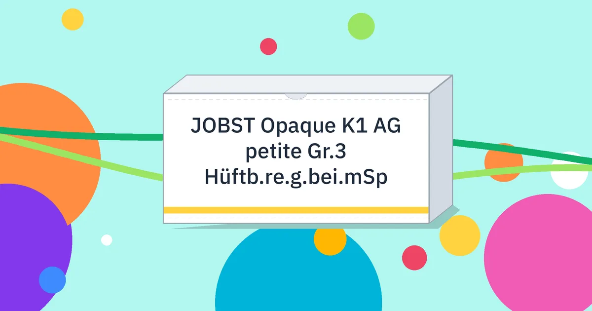 Symbolbild: Packung mit der Aufschrift JOBST Opaque K1 AG petite Gr.3 Hüftb.re.g.bei.mSp (PZN 16273390) – Verfügbarkeit und Bezug in Apotheken in Frankfurt am Main