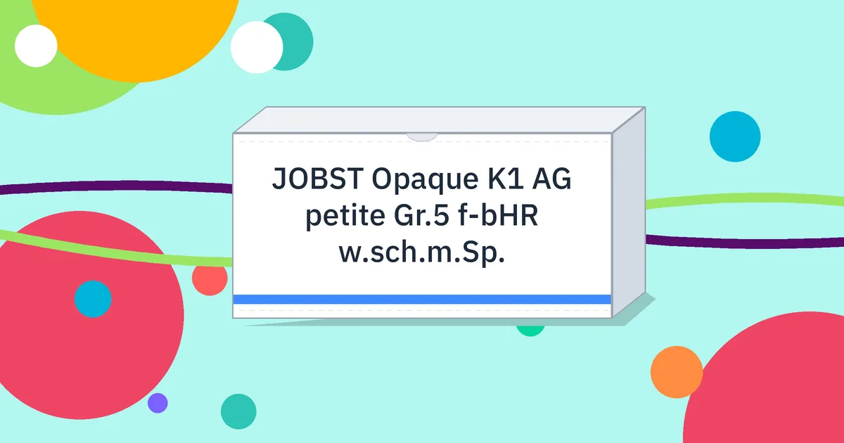 Symbolbild: Packung mit der Aufschrift JOBST Opaque K1 AG petite Gr.5 f-bHR w.sch.m.Sp. (PZN 13084145) – Verfügbarkeit und Bezug in Apotheken in Frankfurt am Main
