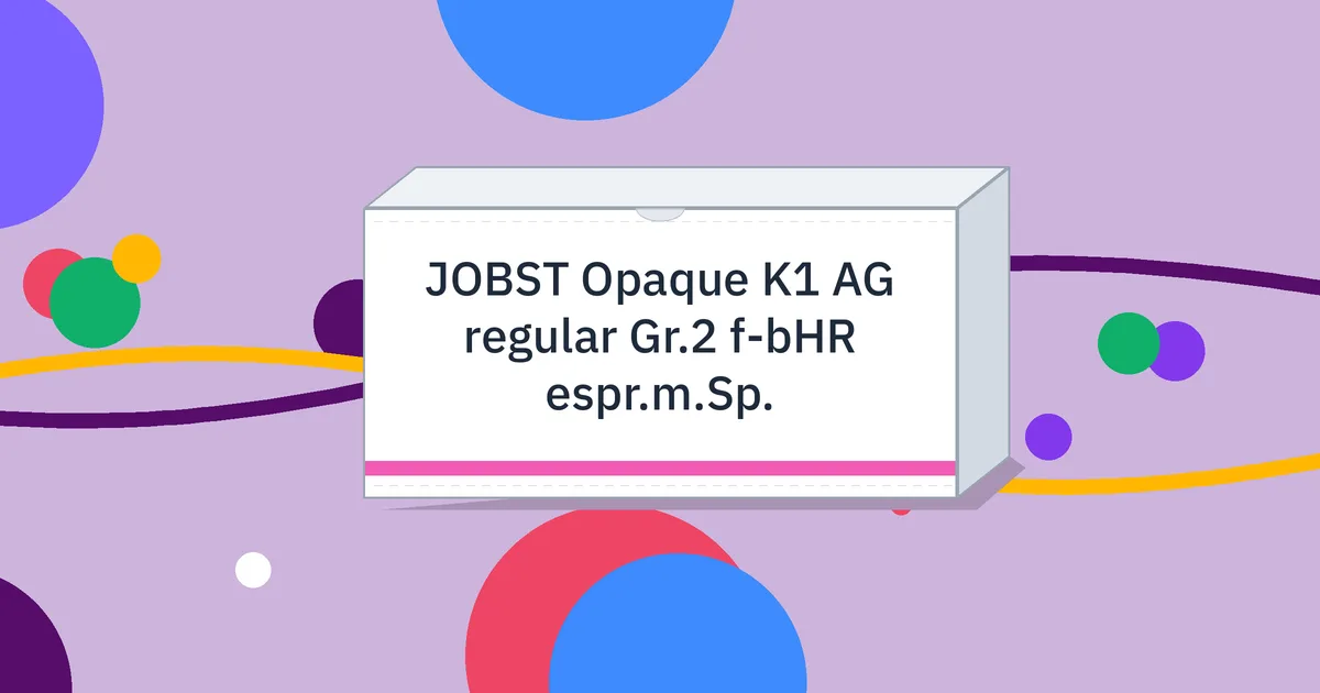 Symbolbild: Packung mit der Aufschrift JOBST Opaque K1 AG regular Gr.2 f-bHR espr.m.Sp. (PZN 16266970) – Verfügbarkeit und Bezug in Apotheken in Frankfurt am Main